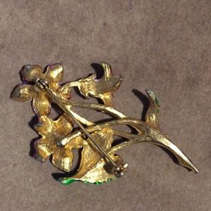 Vintage | Jewelry | Vintage Purple Iris Enamel Floral Bunch Brooch Pin ...